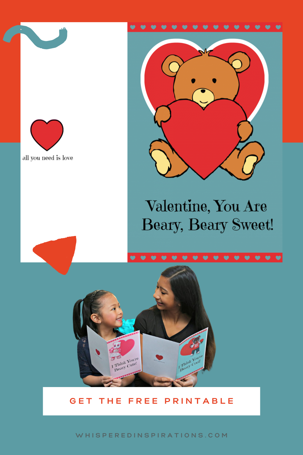 Beary Cute Valentine's Day Card Printable - Whispered Inspirations