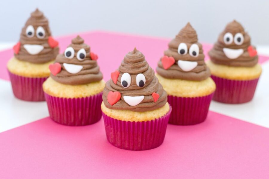 Super Easy and Delicious Poop Emoji Cupcakes - Whispered Inspirations