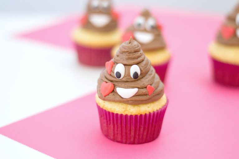 Super Easy and Delicious Poop Emoji Cupcakes - Whispered Inspirations