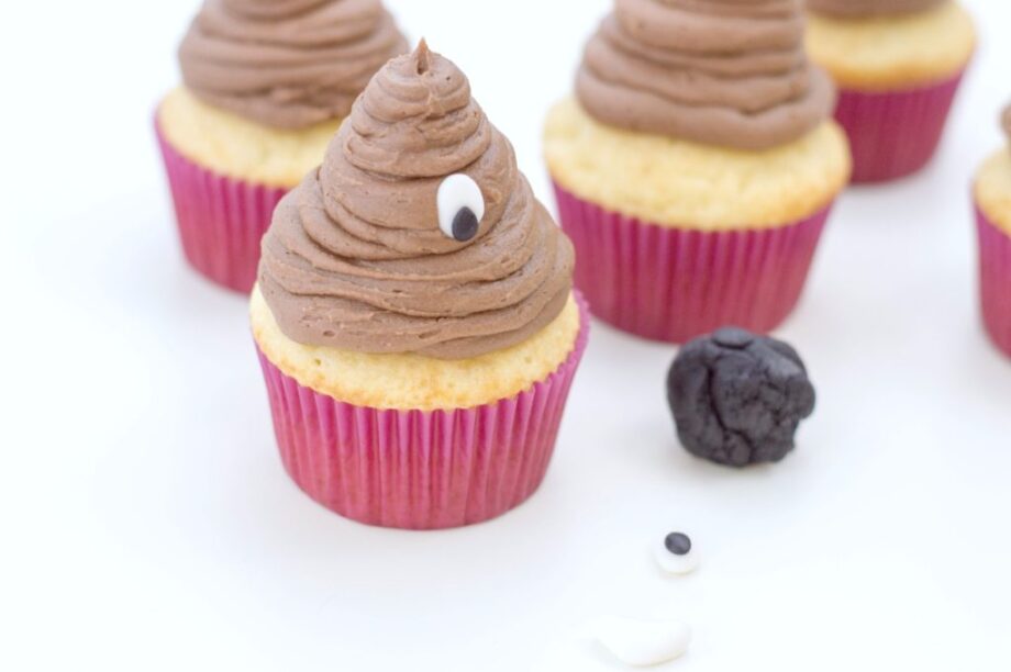 Super Easy and Delicious Poop Emoji Cupcakes - Whispered Inspirations