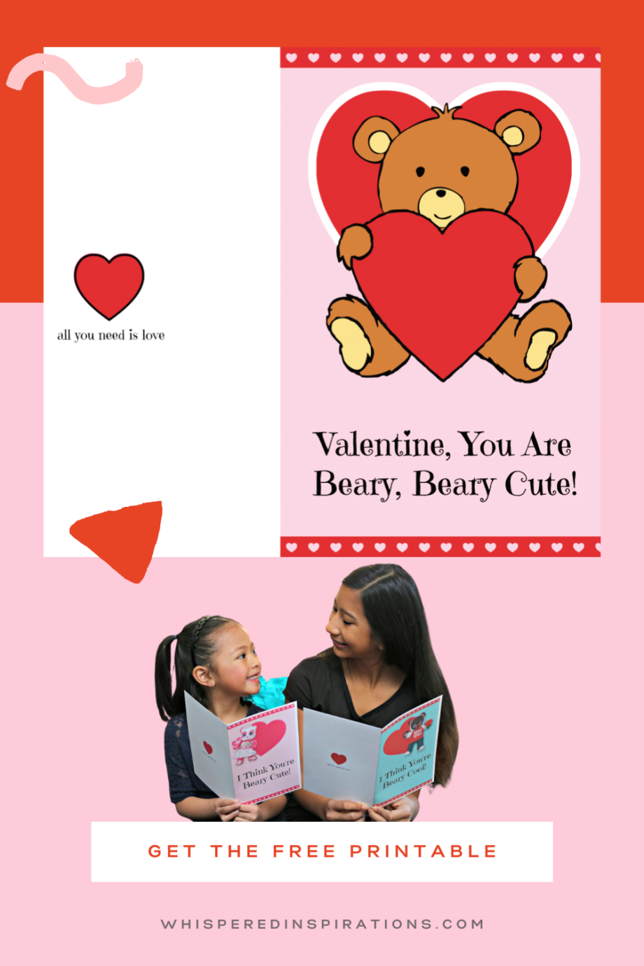 Beary Cute Valentine's Day Card Printable - Whispered Inspirations